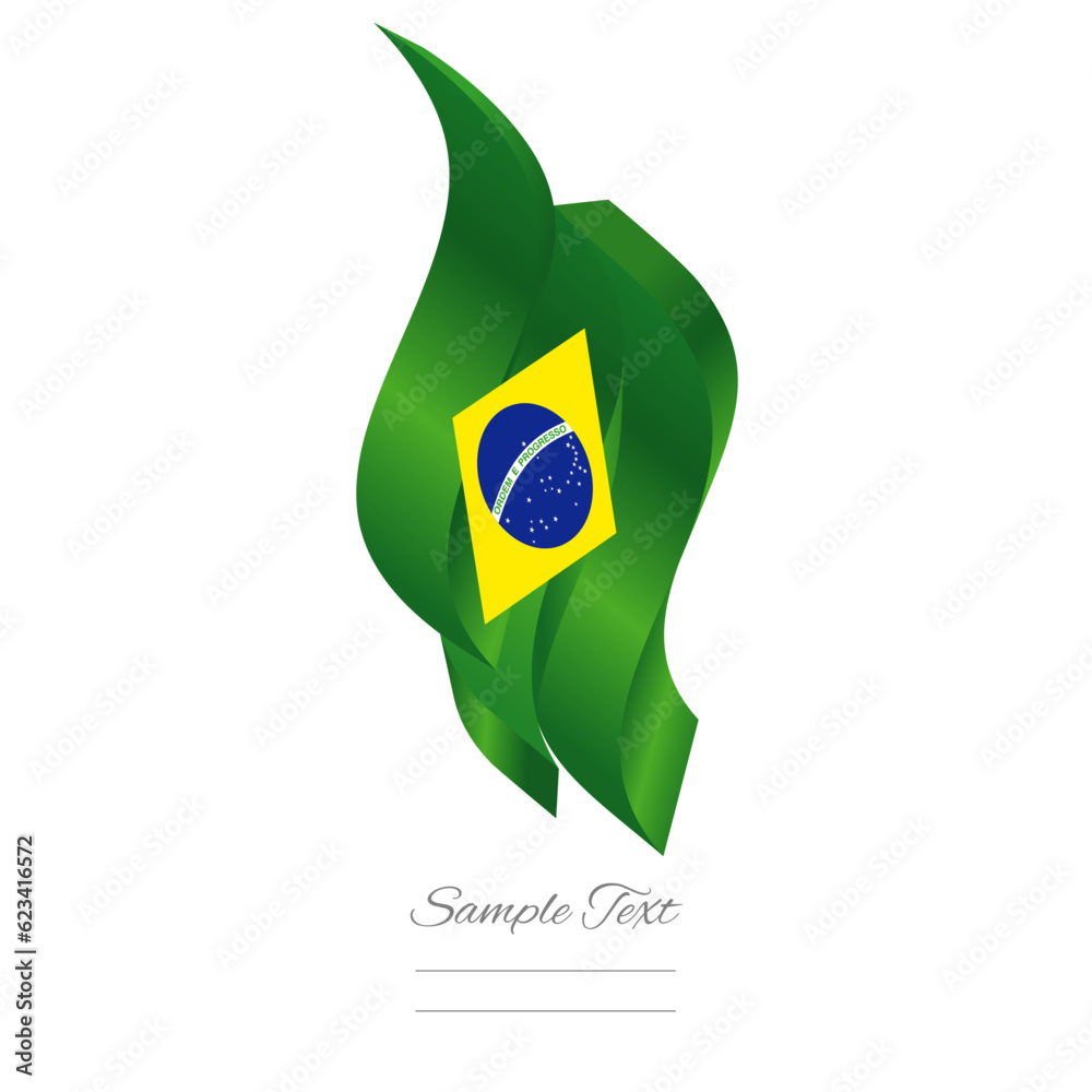 Brazil abstract flag logo icon. Brazilian 3d flag ribbon banner ...