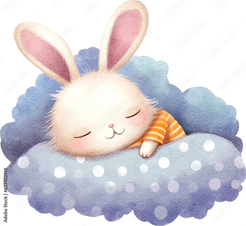 Cute sleeping bunny character illustration created with Generative AI ...