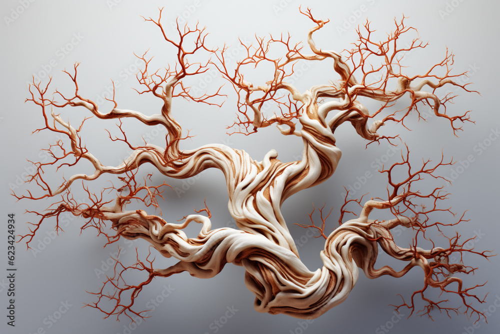 A bronchial tree model used for educational purposes, demonstrating the ...