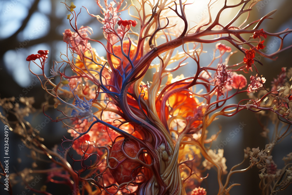 A bronchial tree model used for educational purposes, demonstrating the ...