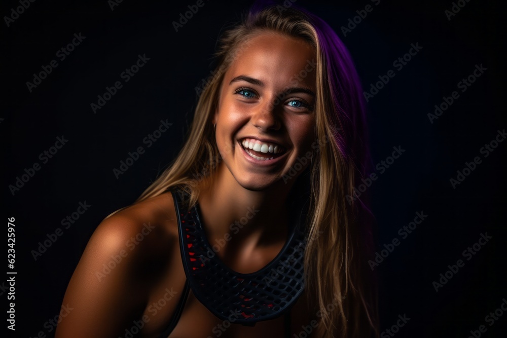 Medium shot portrait photography of a grinning girl in her 20s wearing ...