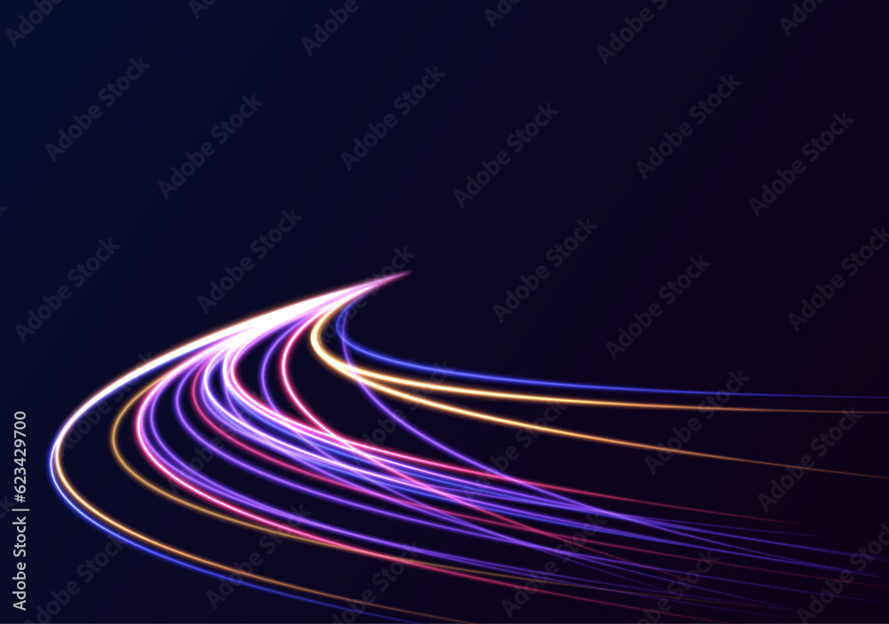 Light trail wave, fire path trace line, car lights, optic fiber and ...