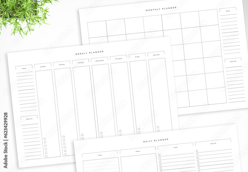Desk Weekly and Monthly Planner A3 Stock Template | Adobe Stock