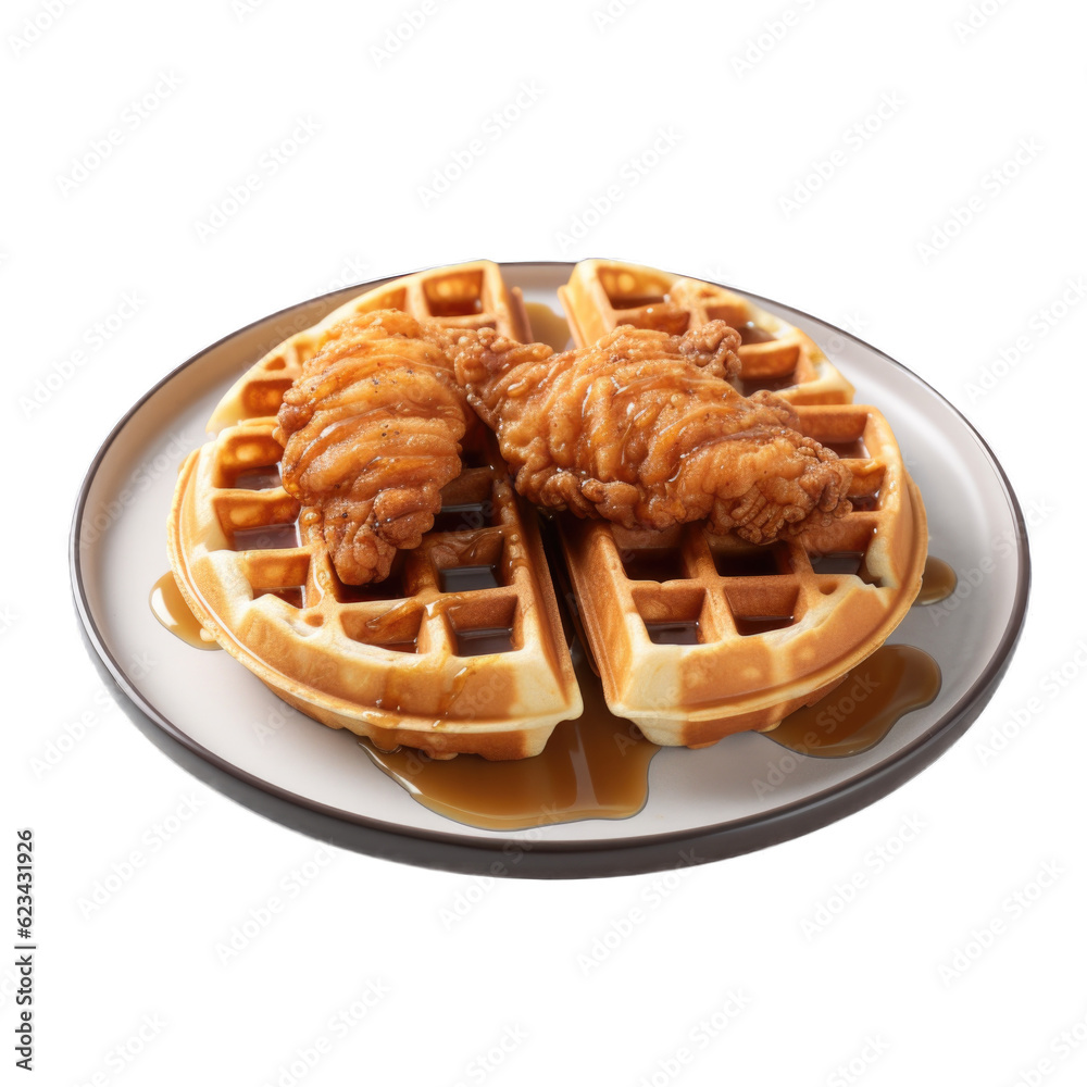 Chicken and Waffles isolated on transparent background. Generative AI ...