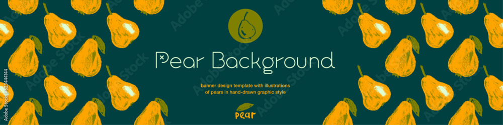 Vector pears fruit label template. Vegan fruit banner, honey pear ...