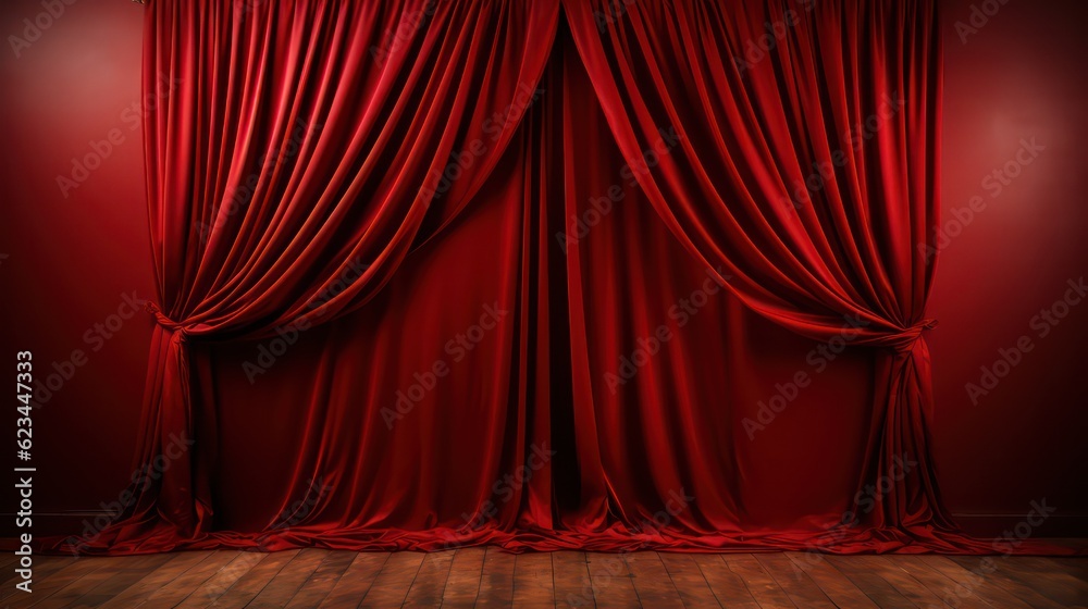 Red curtain reveal right side, plain red background Stock Photo | Adobe ...