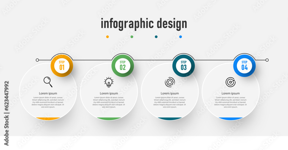 Infographic template elements. timeline with 4 steps, options. can be ...