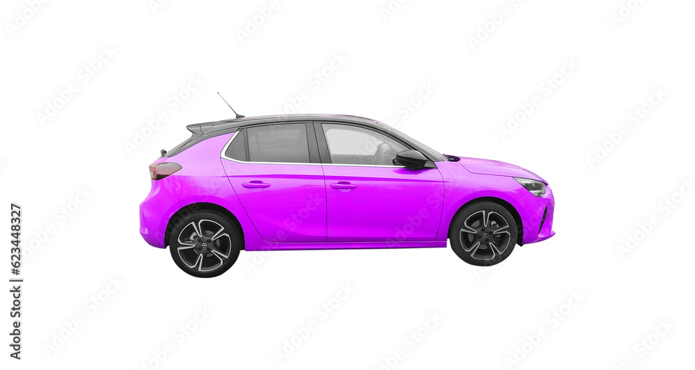 Ilustrace „PURPLE OPEL CORSA SIDE VIEW ISOLATED ON WHITE, OPEL CORSA ...