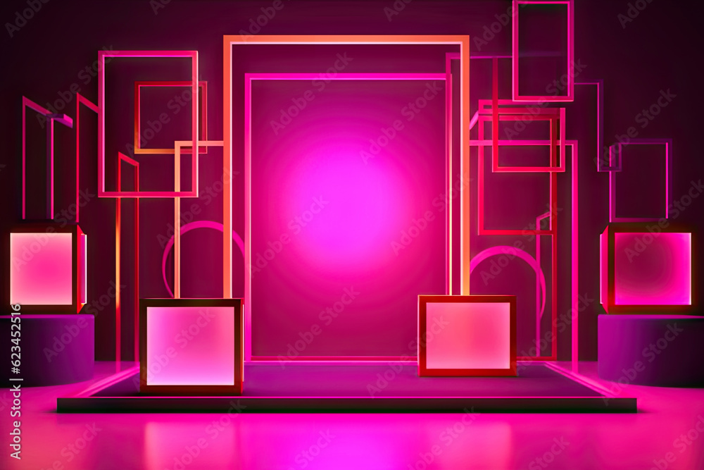 Transparent rectangle platform pedestal podium with gradient magenta ...