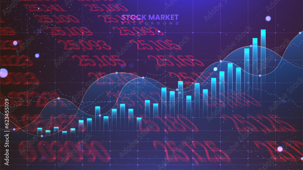 Stock market graph with uptrend view on a monitor for business ...