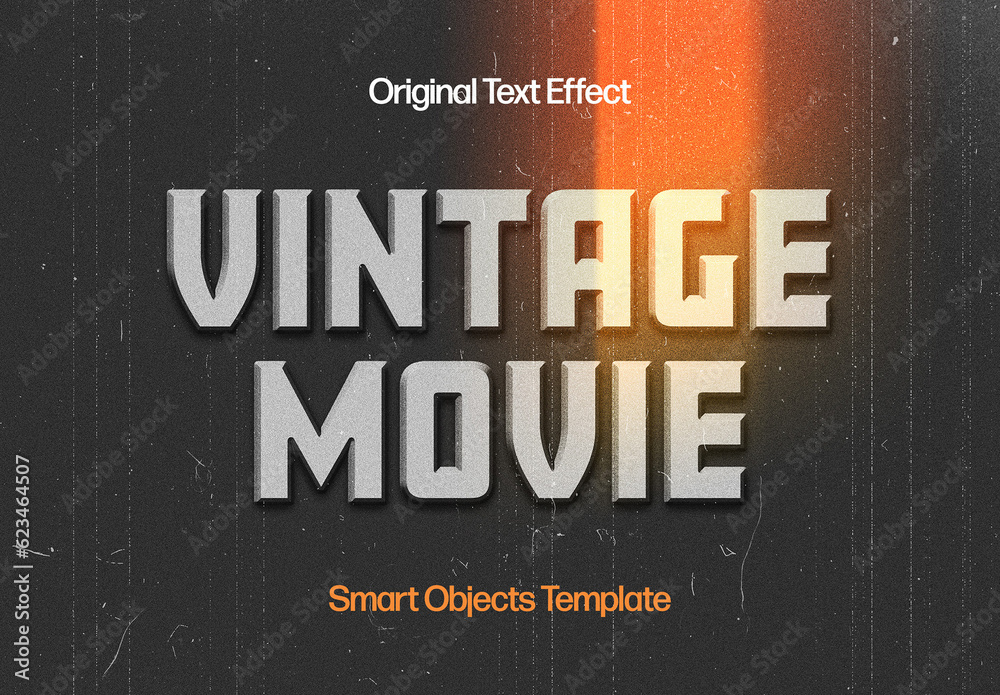 Retro Movie Text Effect Mockup Stock Template | Adobe Stock
