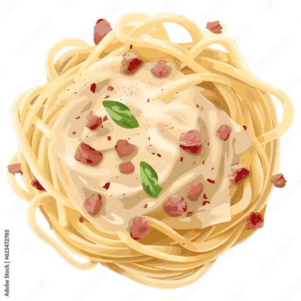 Spaghetti Carbonara Vector Illustration Stock Vector | Adobe Stock