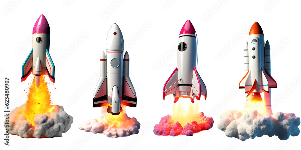 Set of space rocket launch on transparent background PNG Stock ...