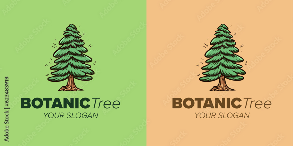 Doodle-Style Botanic Tree Logo: Modern and Captivating Cartoon Vector ...