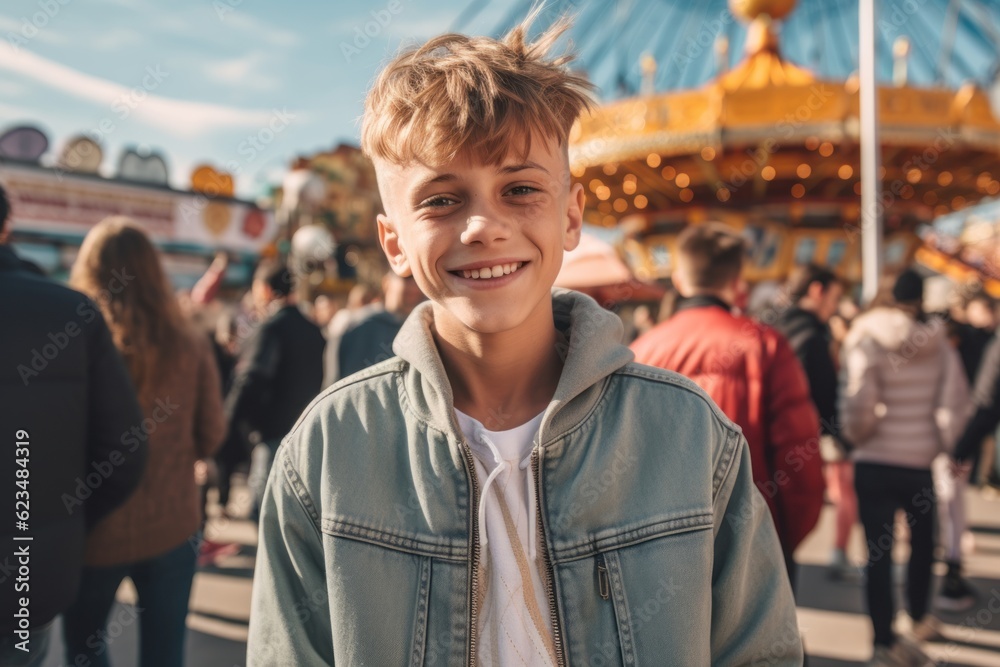 Lifestyle portrait photography of a glad mature boy wearing a ...
