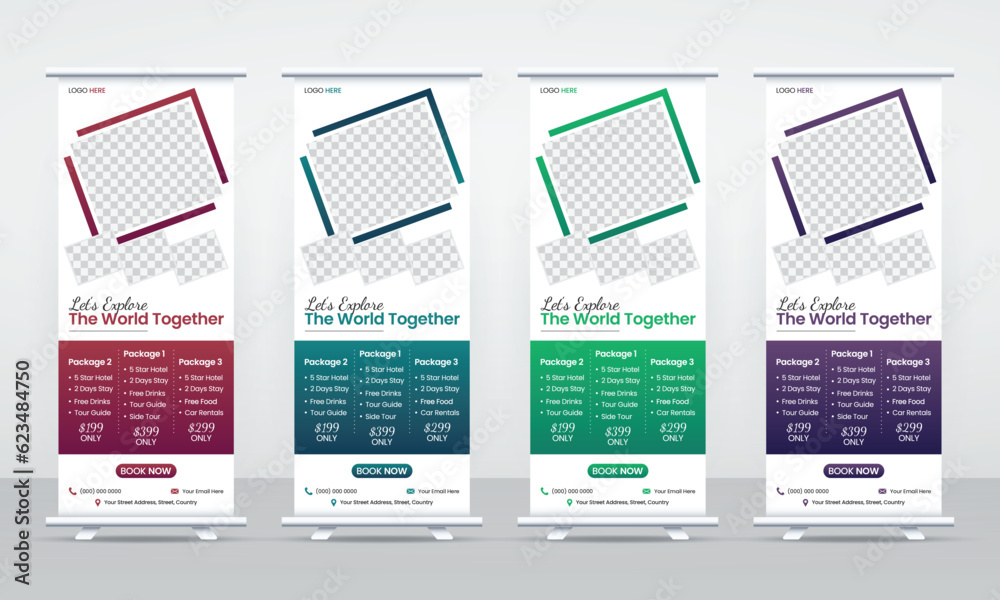 Tour travel agency roll up x pull up x standee x signage cover design ...