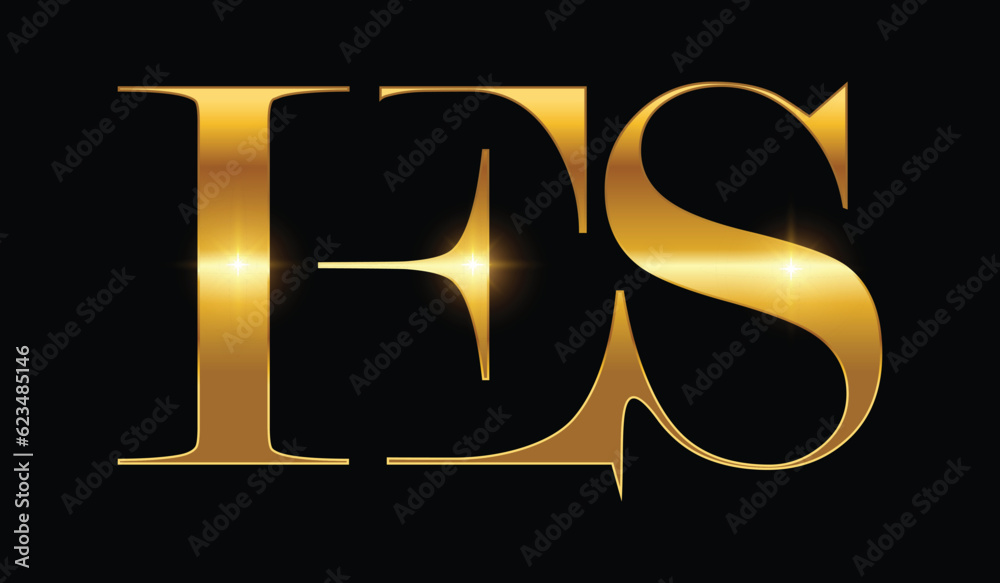A vector Illustration of Golden Monogram Logo Initial Letters IES in ...