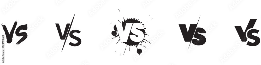 Versus letters icon set isolated on white background. Vs logo, symbol ...