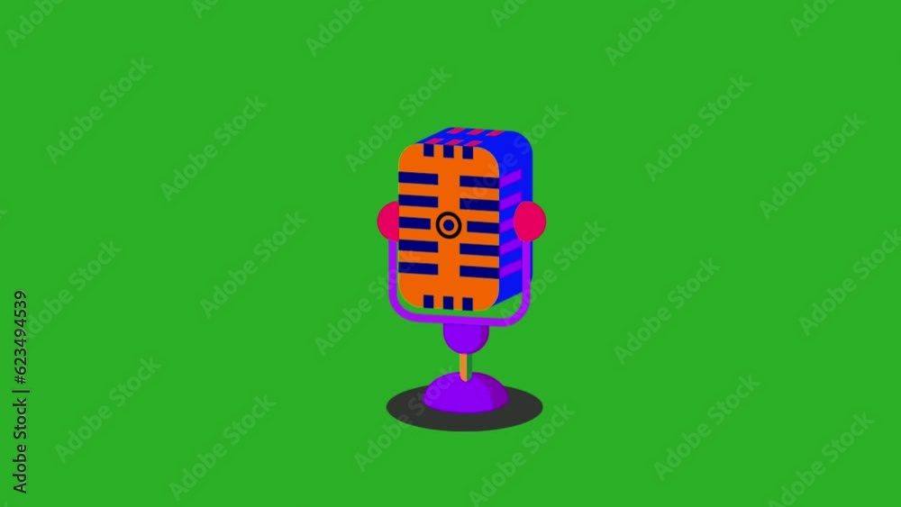 Fancy mic animation. Microphone podcast sound recording button icon button animation template 4k ...