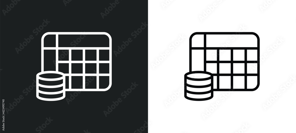 table for data icon isolated in white and black colors. table for data ...