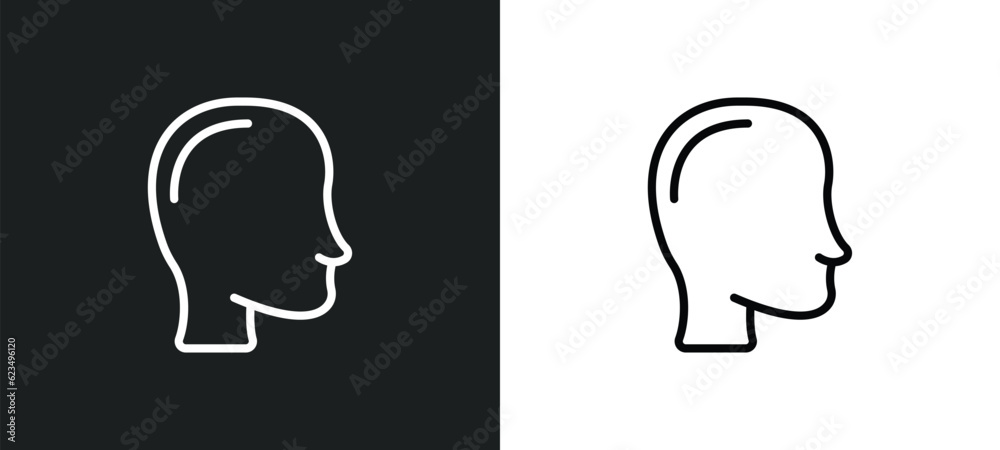 head icon isolated in white and black colors. head outline vector icon ...