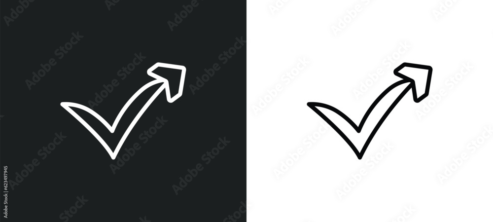 check mark arrow icon isolated in white and black colors. check mark ...