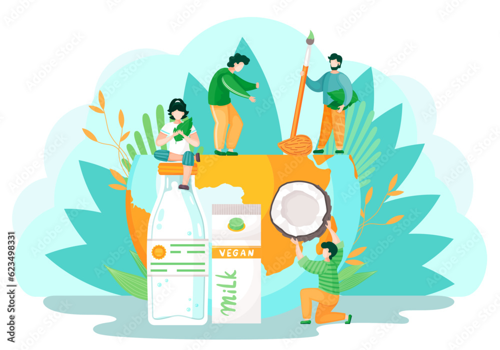 Plant-based vegan nutty milk, healthy lifestyle concept. Healthy cow ...