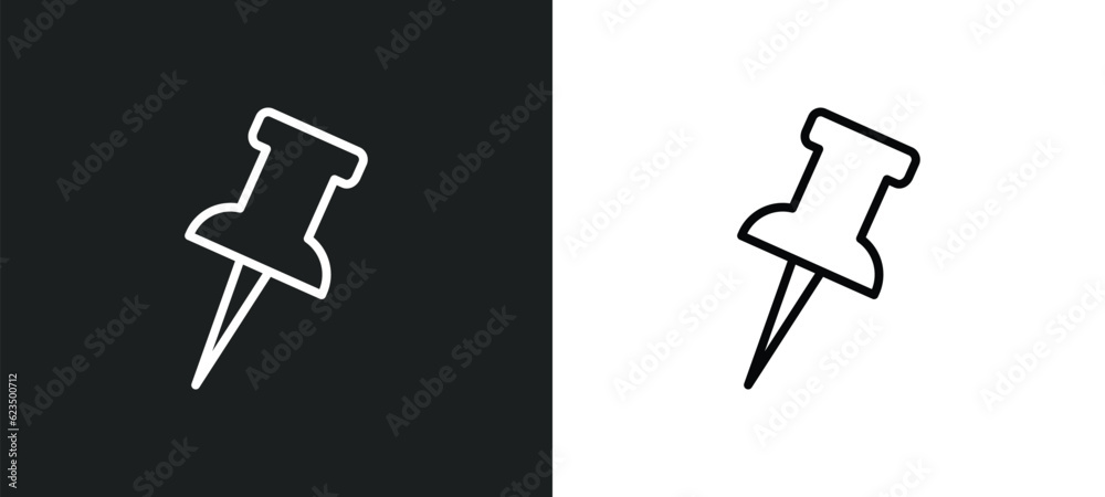 tack save button icon isolated in white and black colors. tack save ...