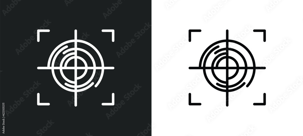 Vetor de focus button icon isolated in white and black colors. focus ...