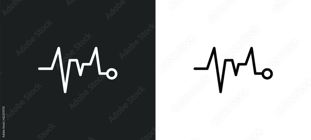 pulse line icon isolated in white and black colors. pulse line outline ...