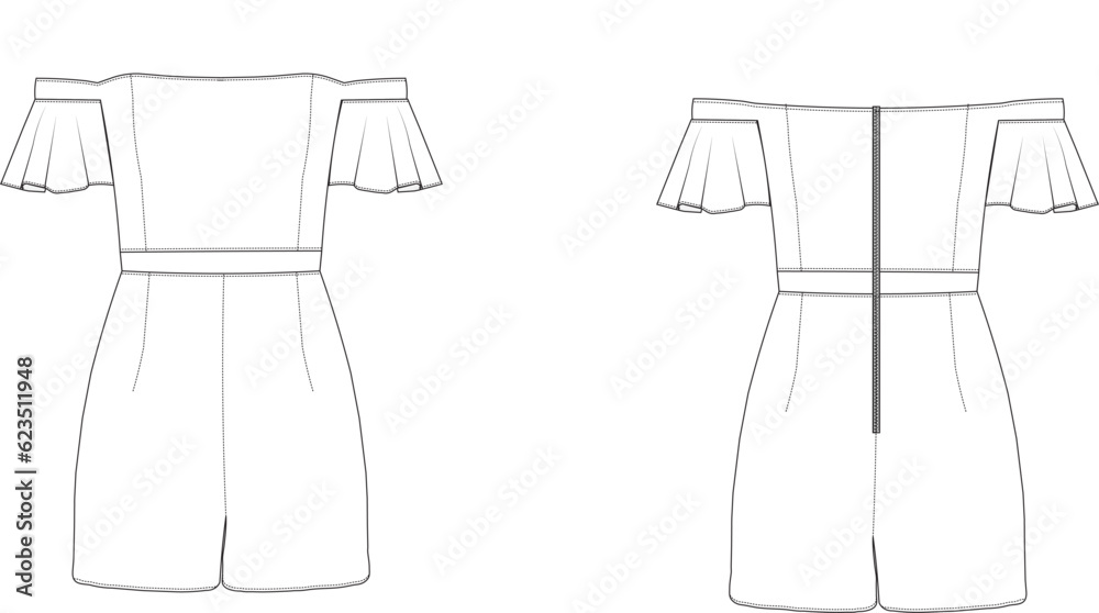 Jumpsuit Template Flat Sketches, Fashion Technical Drawings, Jumpsuit ...