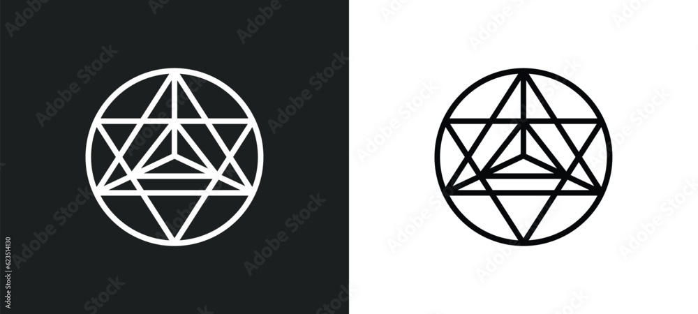 metatron cube icon isolated in white and black colors. metatron cube ...