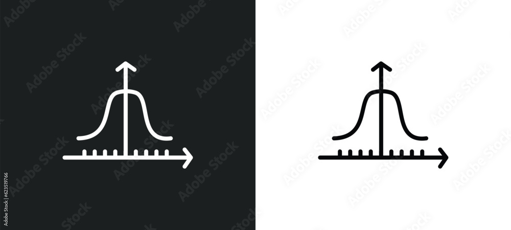 gaussian function icon isolated in white and black colors. gaussian ...