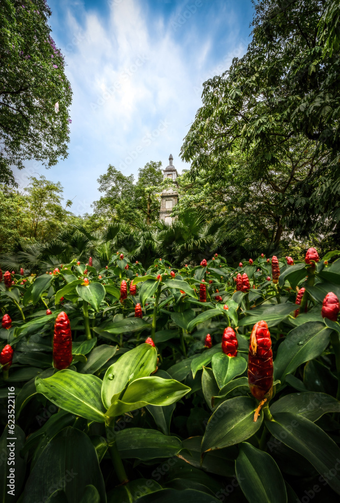 Entrance gate to the sacred Buddhist Ngoc Son Temple in Hoan Kiem Lake ...