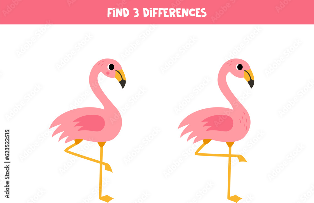 Find three differences between two pictures of cute flamingos. Game for ...