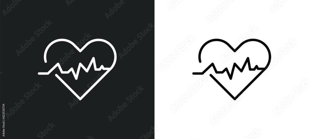 heart rate icon isolated in white and black colors. heart rate outline ...