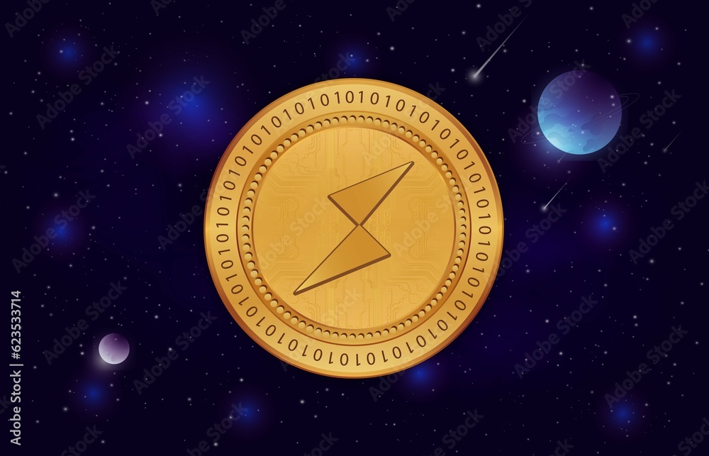 Thorchain-rune virtual currency drawing. 3d illustration Stock ...