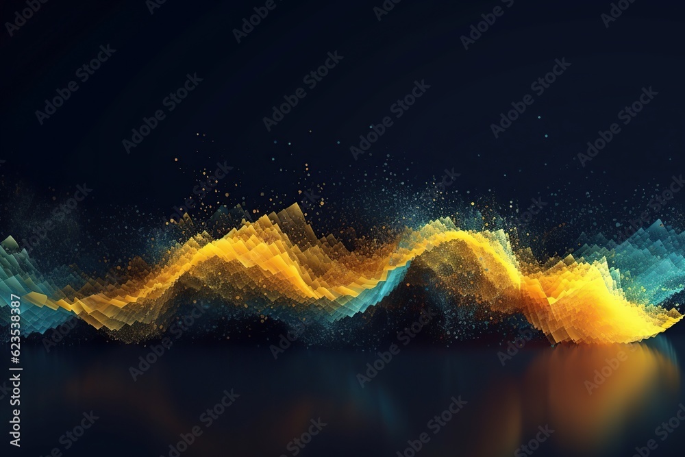 Network technology background futuristic tech blue and yellow wave ...