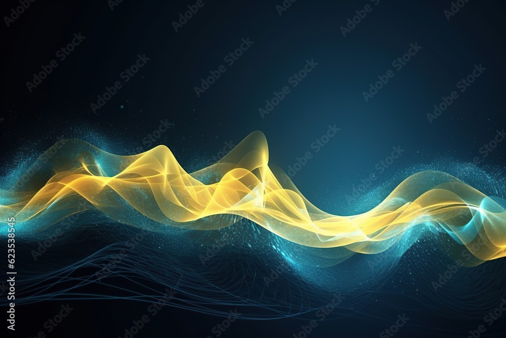 Network technology background futuristic tech blue and yellow wave ...
