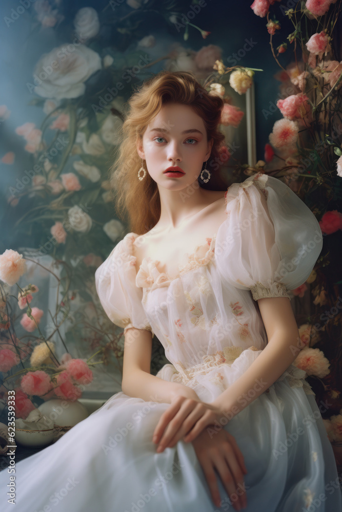 portrait of a woman/model/book character in a royal princess/fairy ...