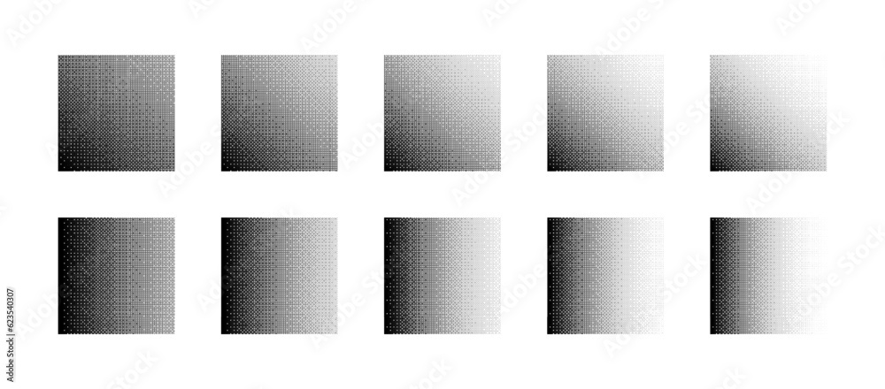 Squares With Different Density of Bitmap Dither Gradient Vector Set ...