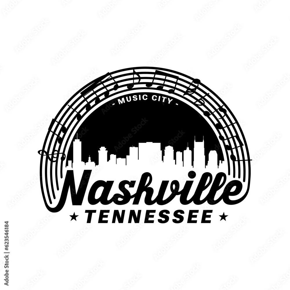 Nashville, Tennessee, USA. Logo design template. Vector and ...