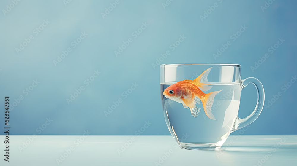 Little red fish swimming in the cup Stock Photo | Adobe Stock