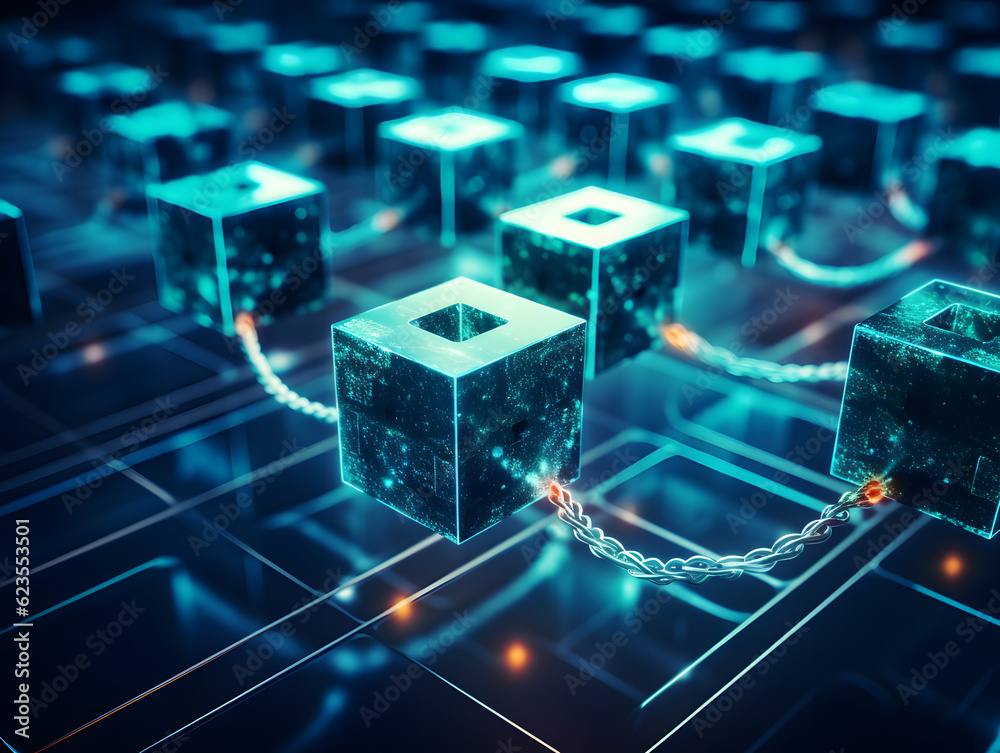 Blockchain Technology Concept With Blocks Linked by Cryptographic ...