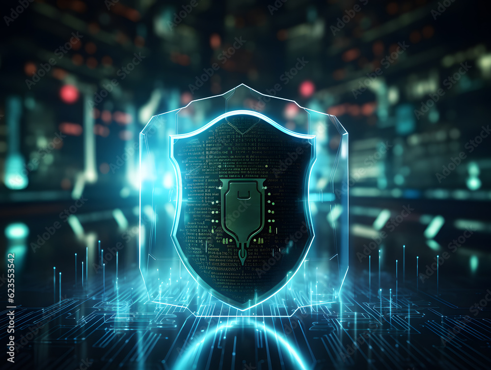 Cybersecurity Concept With a Shield Protecting Digital Data From Cyber ...
