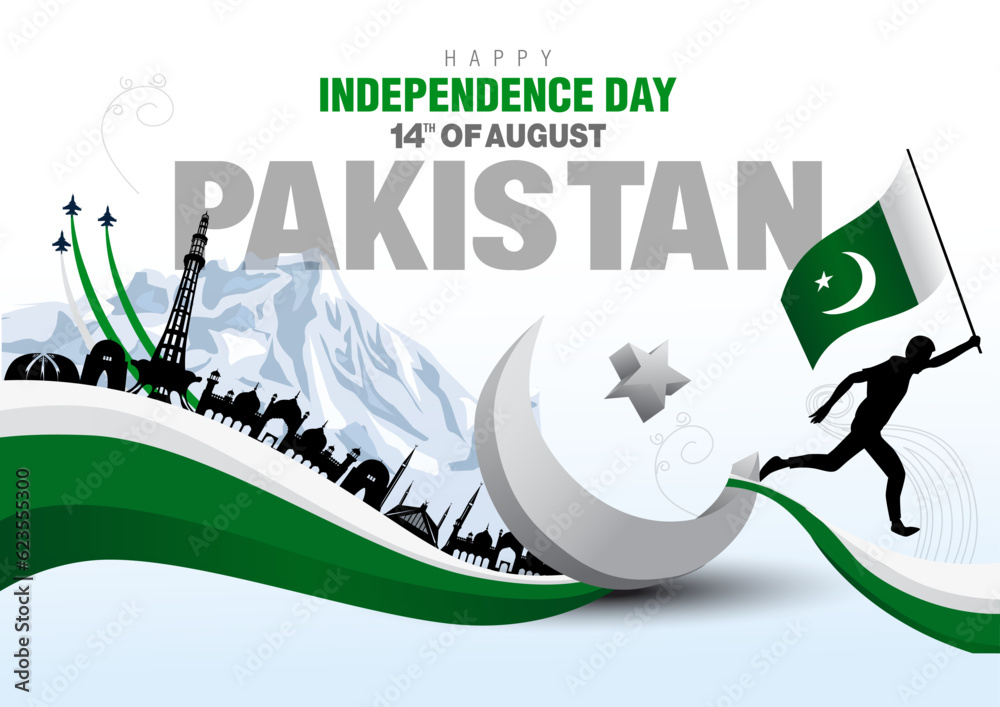happy independence day Pakistan. beautiful vector illustration. poster ...