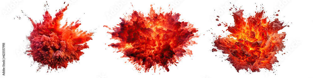 Set of red explosion isolated on transparent background - Generative AI ...