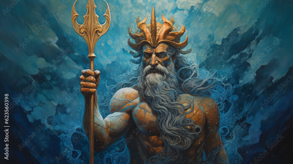 Poseidon God of Sea and Water figure character. Ancient greek god ...