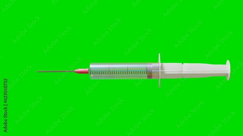 3D model of a disposable syringe with a piston moving back and forth on ...