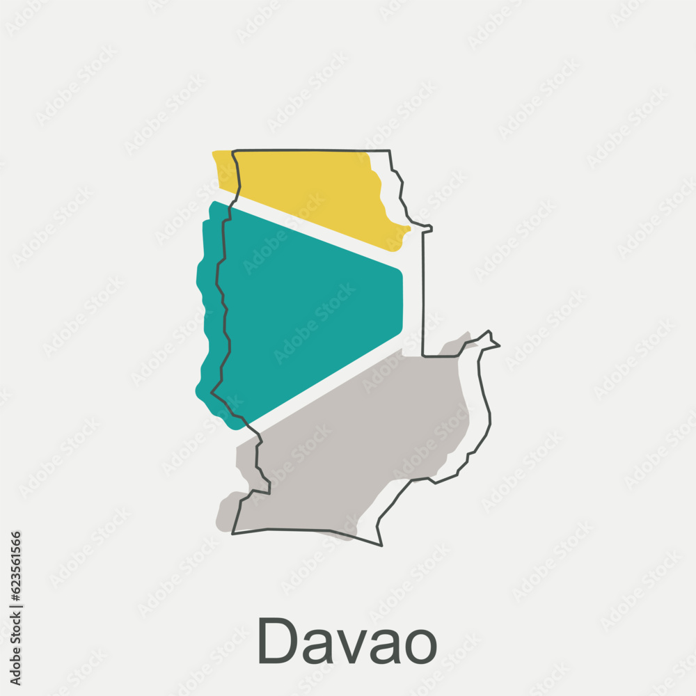 Vetor de vector map of Davao modern outline, High detailed vector ...
